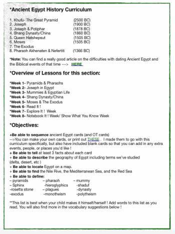 Ancient Egypt History Curriculum Printable PDF | Fields of Daisies